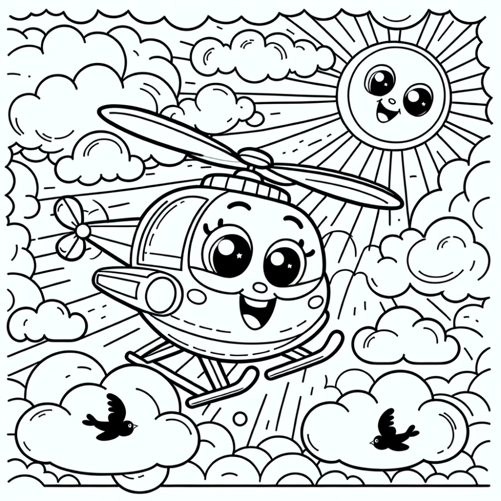 Coloring Page: Exciting Helicopter Color Page for Kids