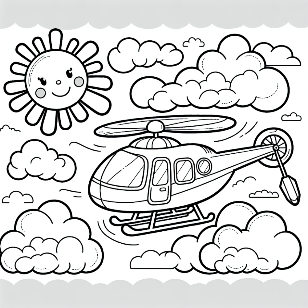 Coloring Page: Fun Helicopter Color Page for Kids