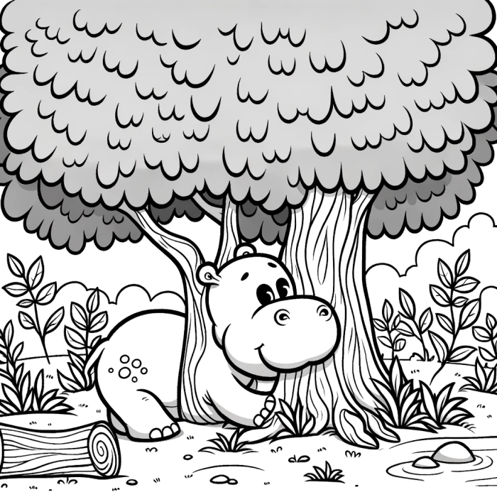 Coloring Page: Gentle Hippo Color Page for Kids - Creative Fun!