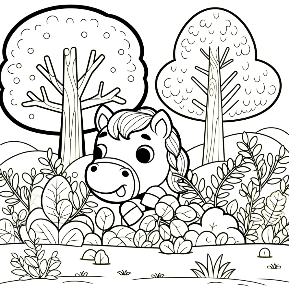 Coloring Page: Pony Smiling Curiously - Free Color Page for Kids