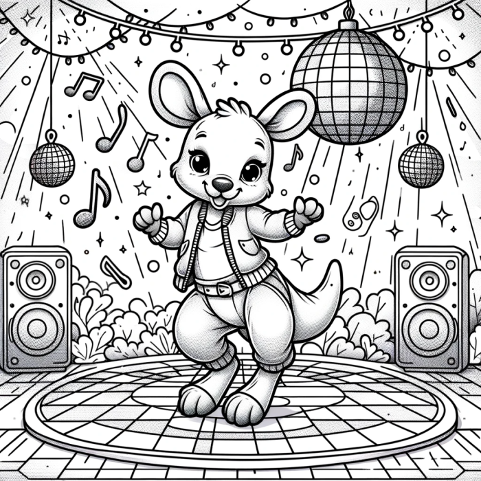 Coloring Page: Joyous Kangaroo Dance - Color Page for Kids