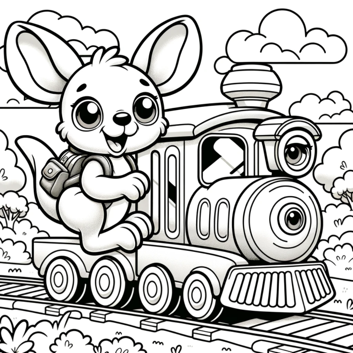 Coloring Page: Bunny Train Adventure - Free Color Page for Kids