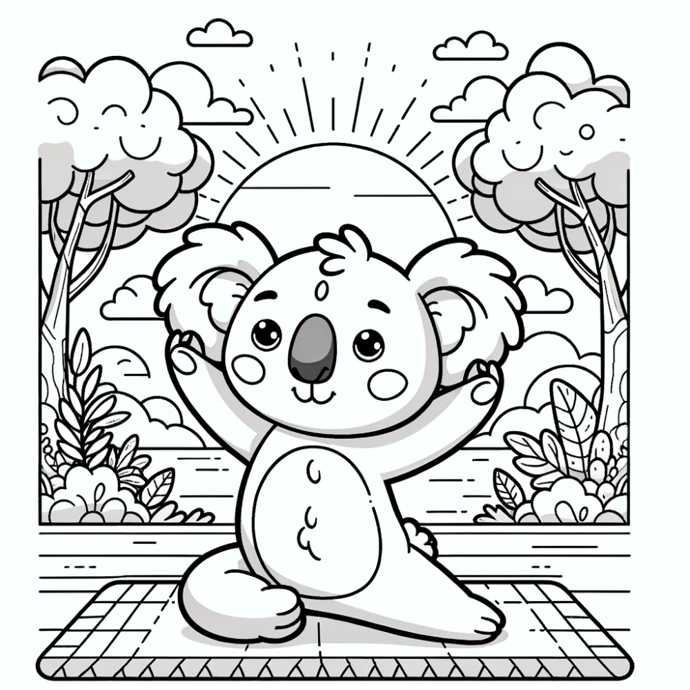 Coloring Page: Sunny Koala Color Page for Kids Coloring Fun and Learning