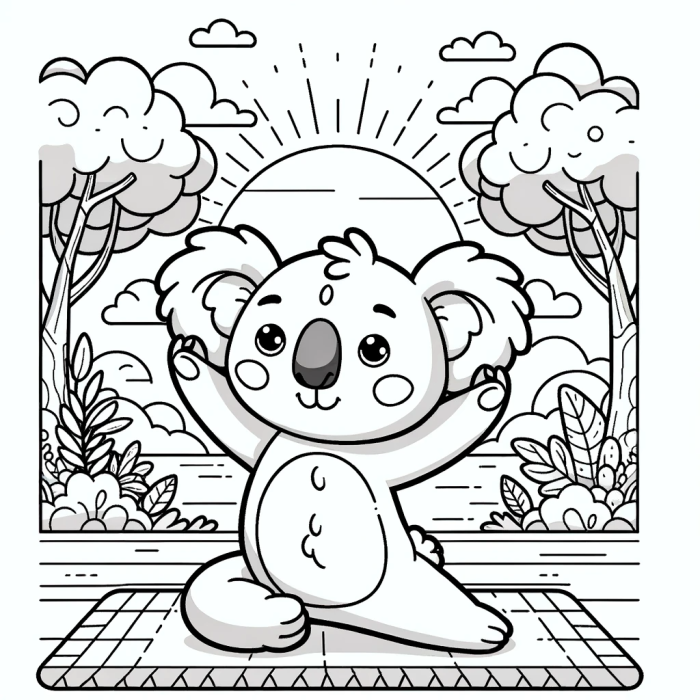 Coloring Page: Sunny Koala Color Page for Kids Coloring Fun and Learning