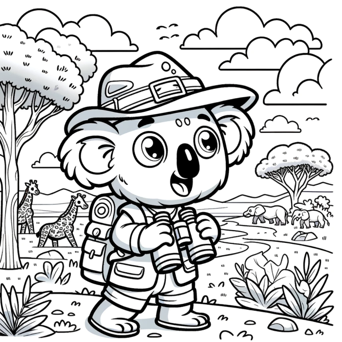Coloring Page: Koala Explorer Color Page for Kids - Creative Fun!