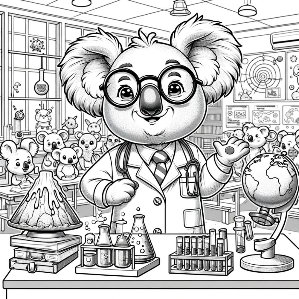 Coloring Page: Scientist Koala - Engaging Color Page for Kids