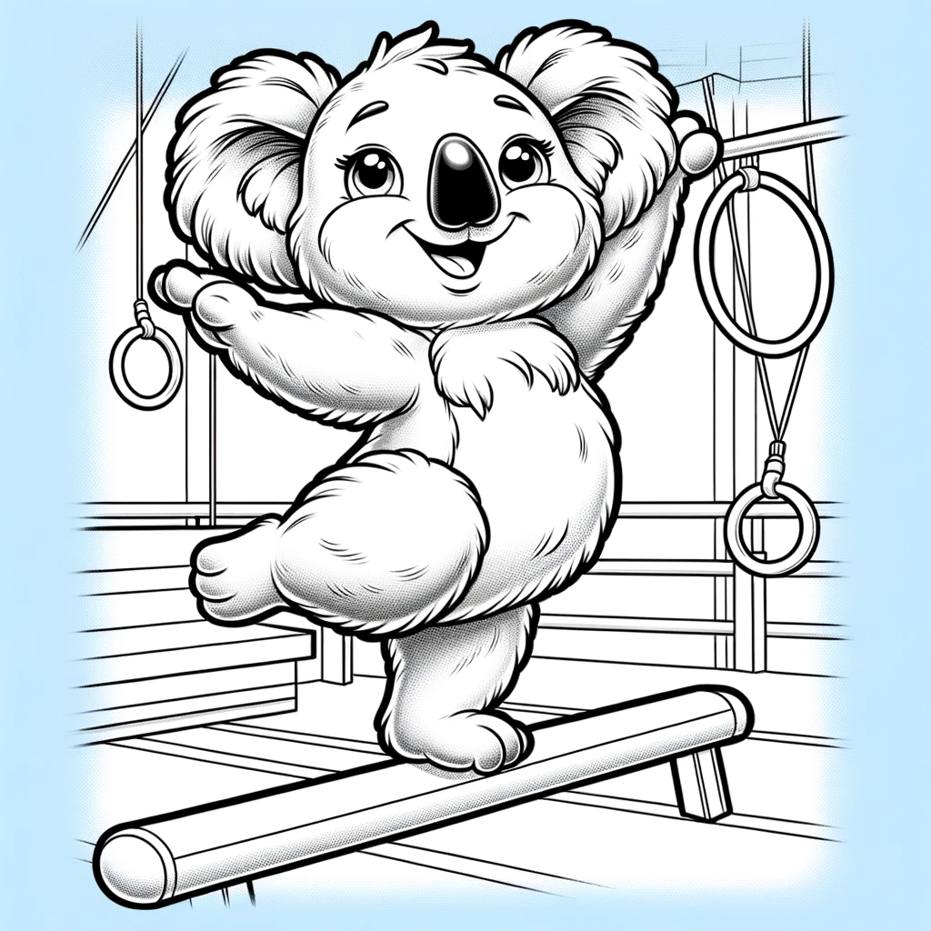 Coloring Page: Gymnastic Koala Color Page for Kids - Fun Activity Sheet