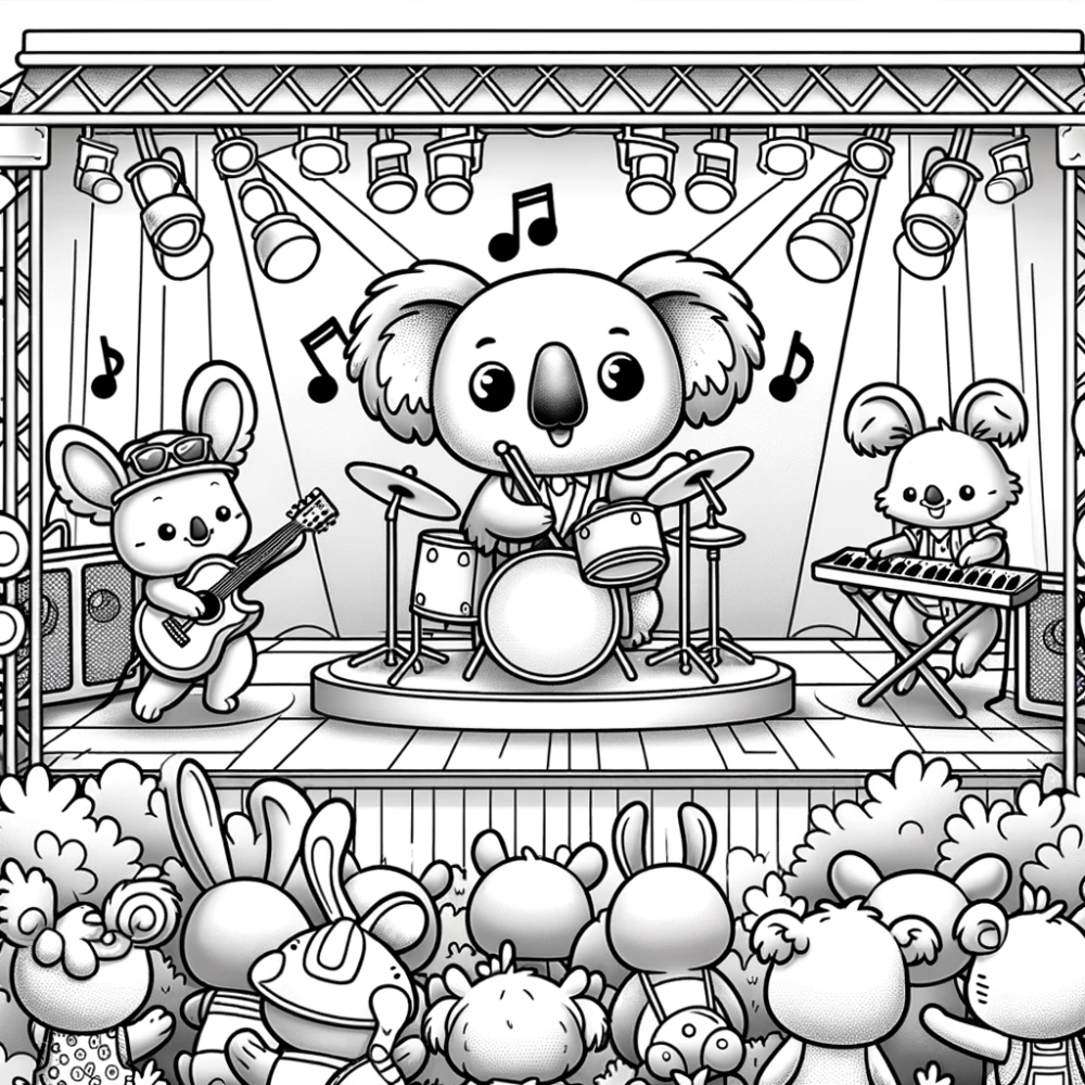 Coloring Page: Musical Koala Color Page for Kids Fun & Educational