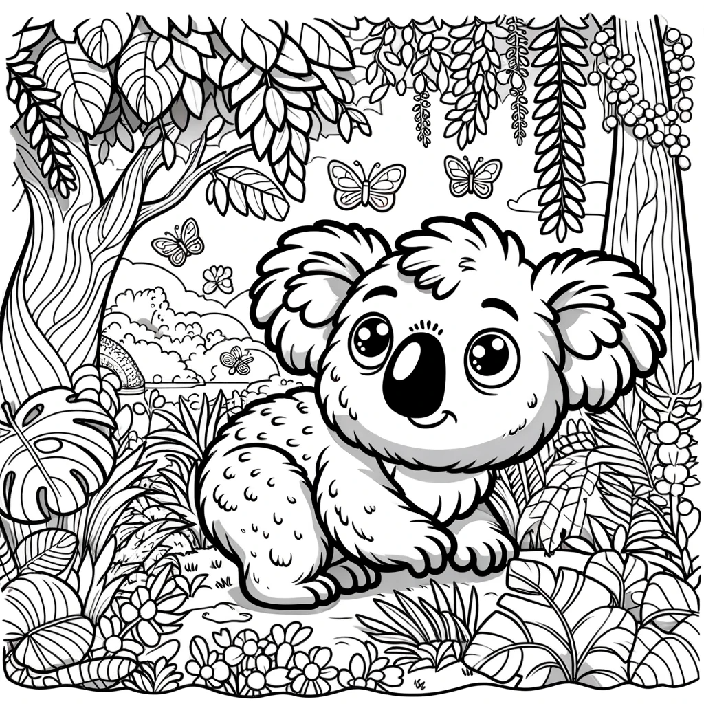 Coloring Page: Koala Fun - Free Printable Color Page for Kids