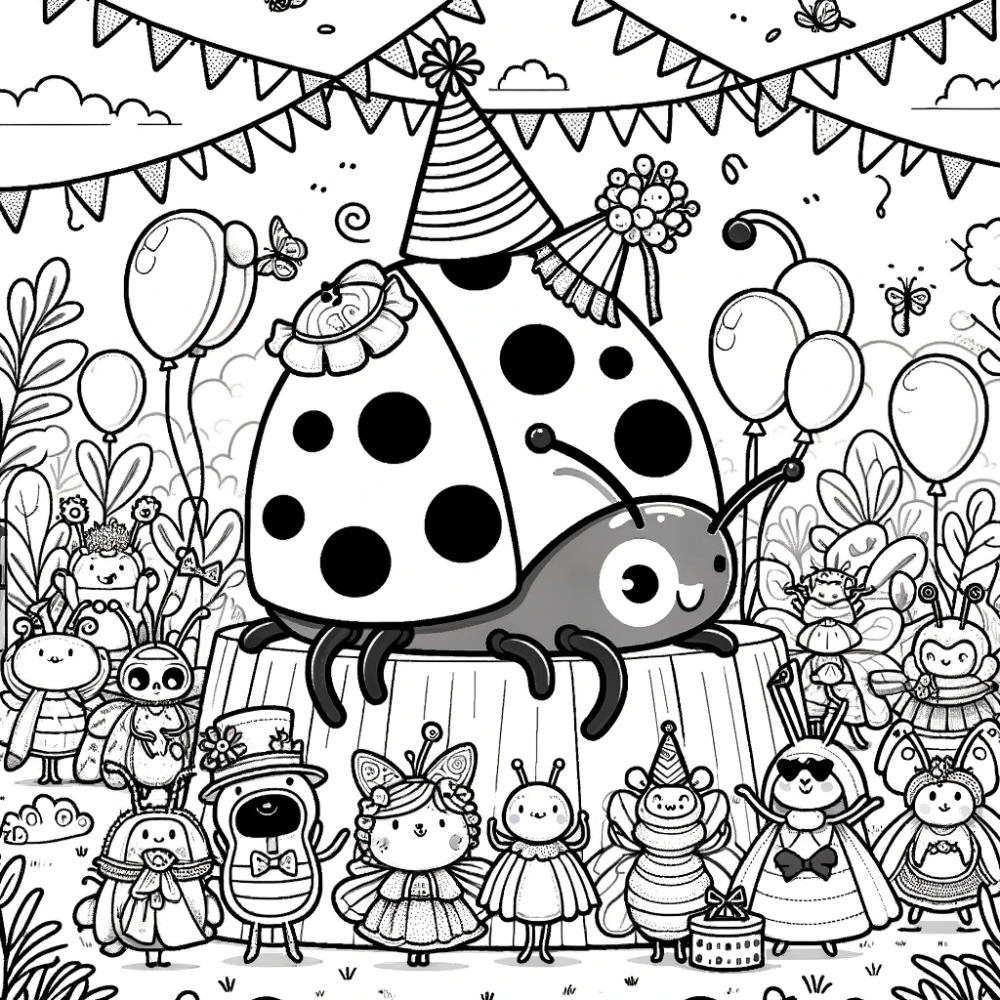 Coloring Page: Ladybug Party - Fun & Educational Color Page for Kids