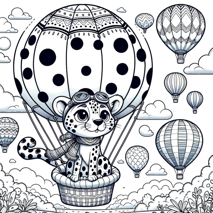 Coloring Page: Whimsical Cheetah Color Page for Kids Fun Coloring Activity