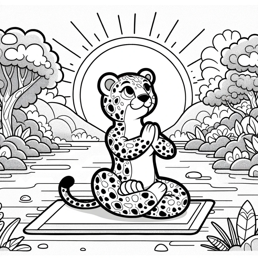 Coloring Page: Leopard Meditation - Mindful Color Page for Kids