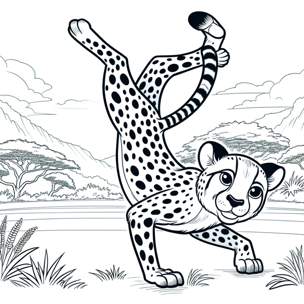 Coloring Page: Playful Cheetah Color Page for Kids - Creative Fun