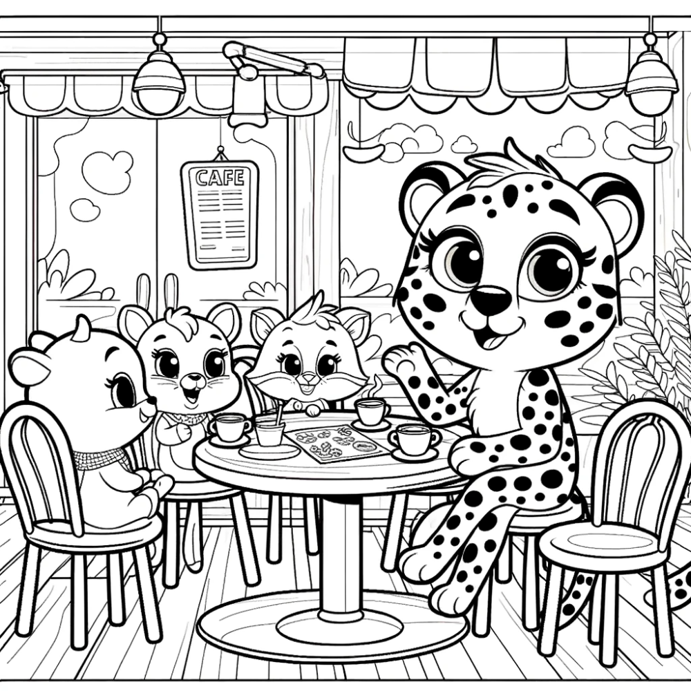 Coloring Page: Animal Tea Party Fun Color Page for Kids