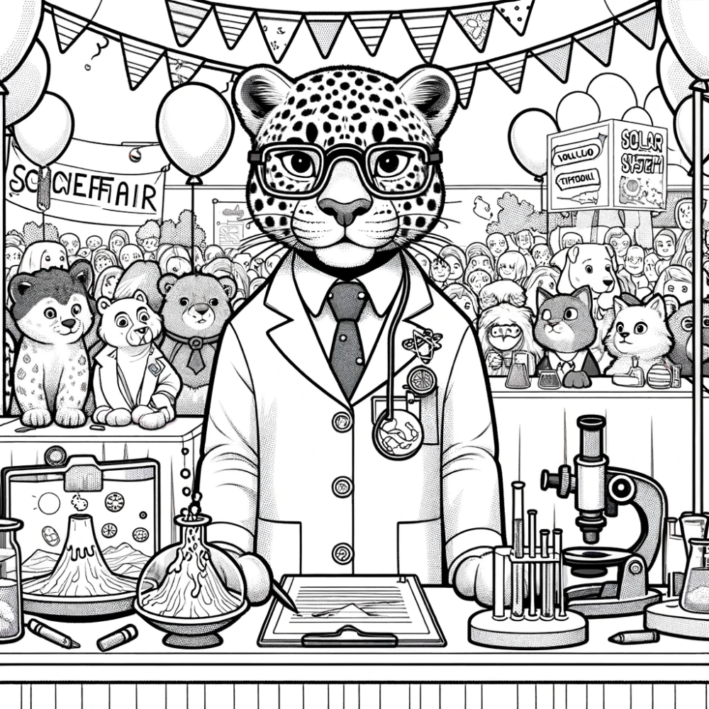 Coloring Page: Leopard Scientist Color Page for Kids - A Fun Science ...