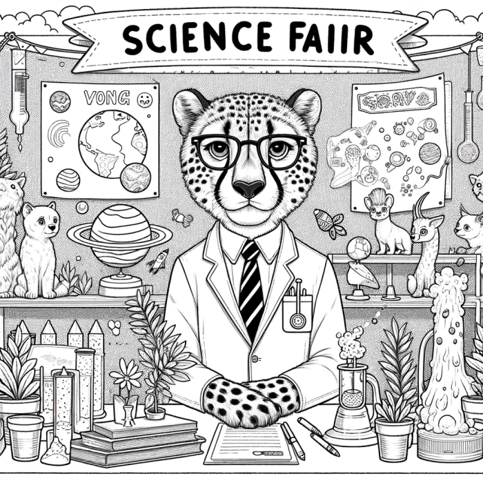 Coloring Page: Cheetah Scientist Color Page for Kids - Fun Educational ...