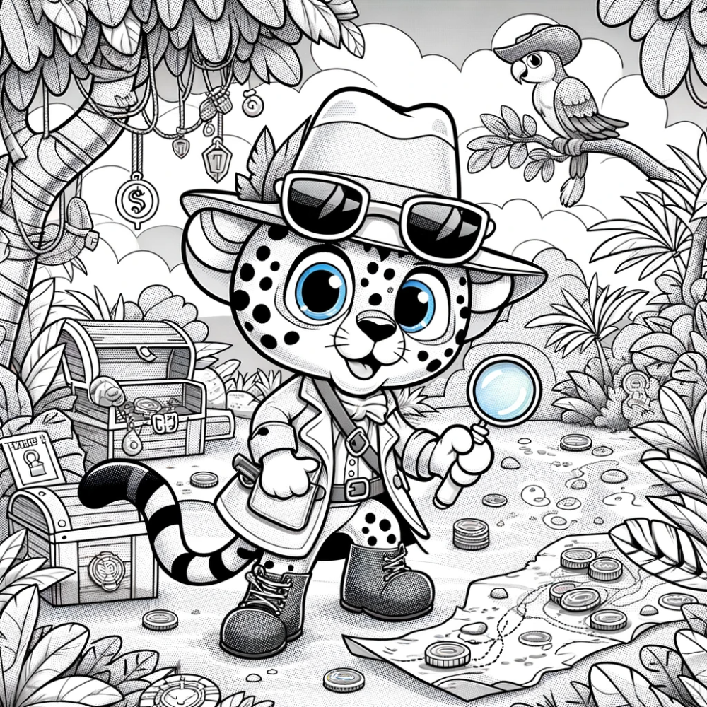 Coloring Page: Leopard Detective Adventure - A Fun Color Page for Kids