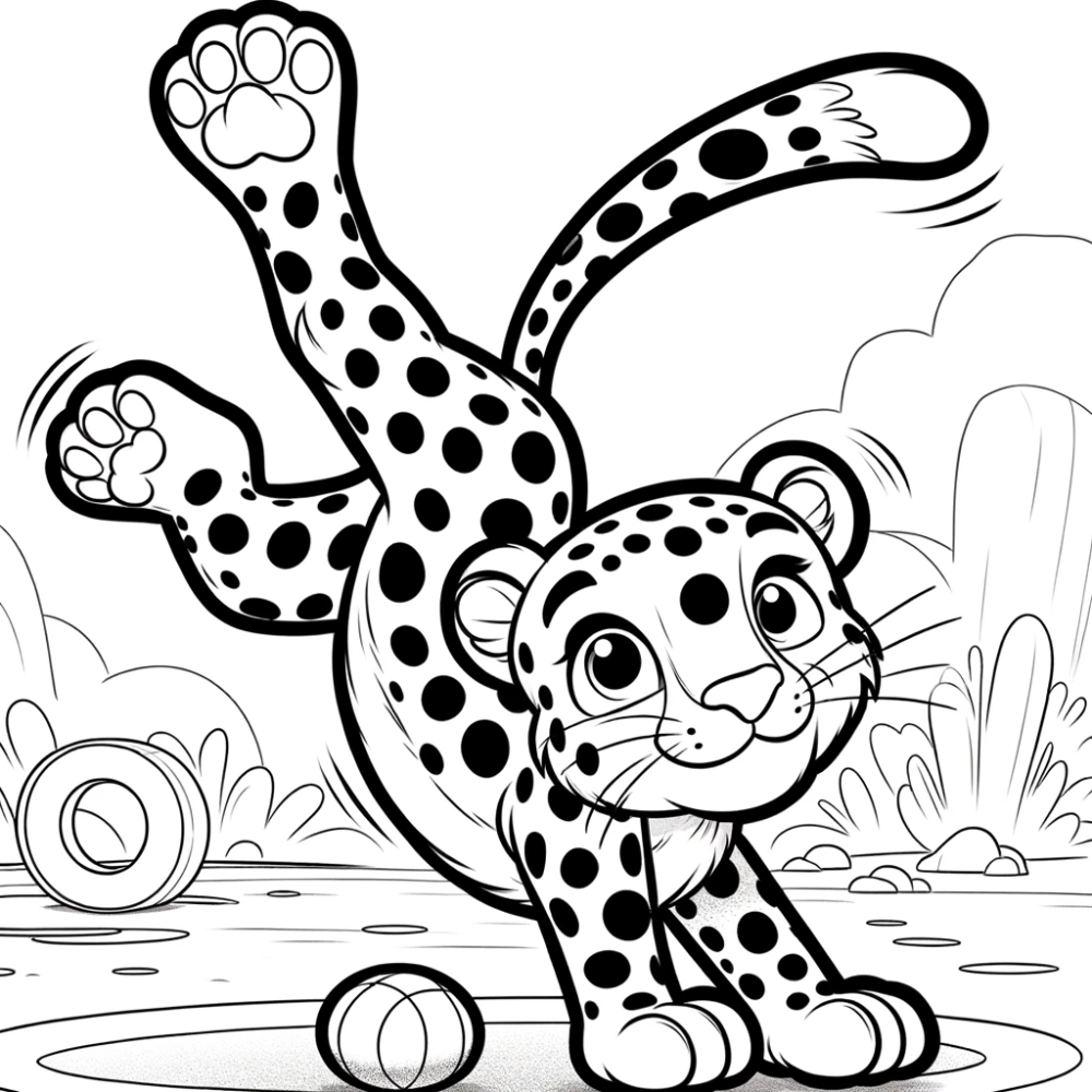 Coloring Page: Playful Cheetah Color Page for Kids - Creative Fun