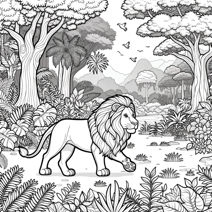 Coloring Page: Majestic Lion Color Page for Kids