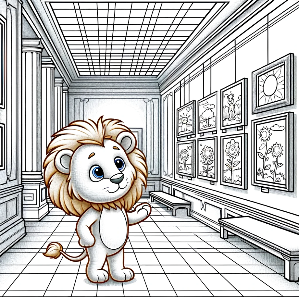 Coloring Page: Friendly Lion Art Gallery Color Page for Kids
