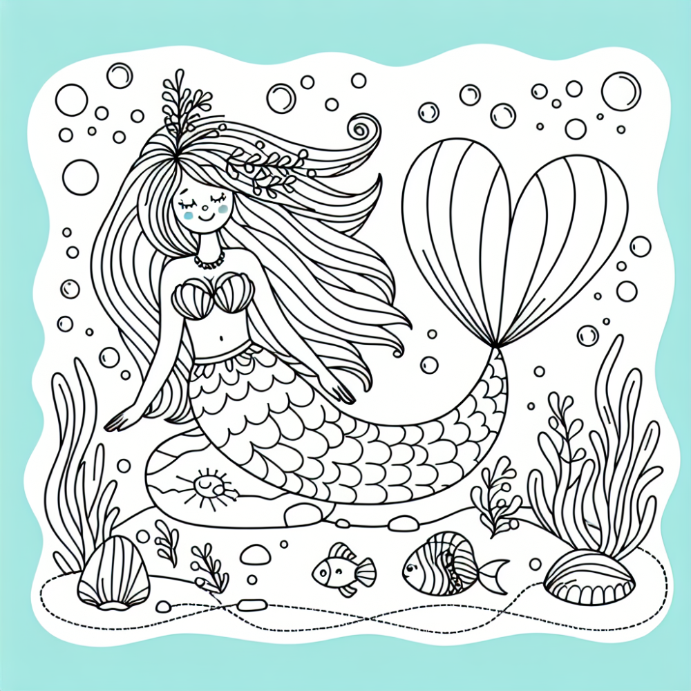 Coloring Page: Magical Mermaid Color Page for Kids