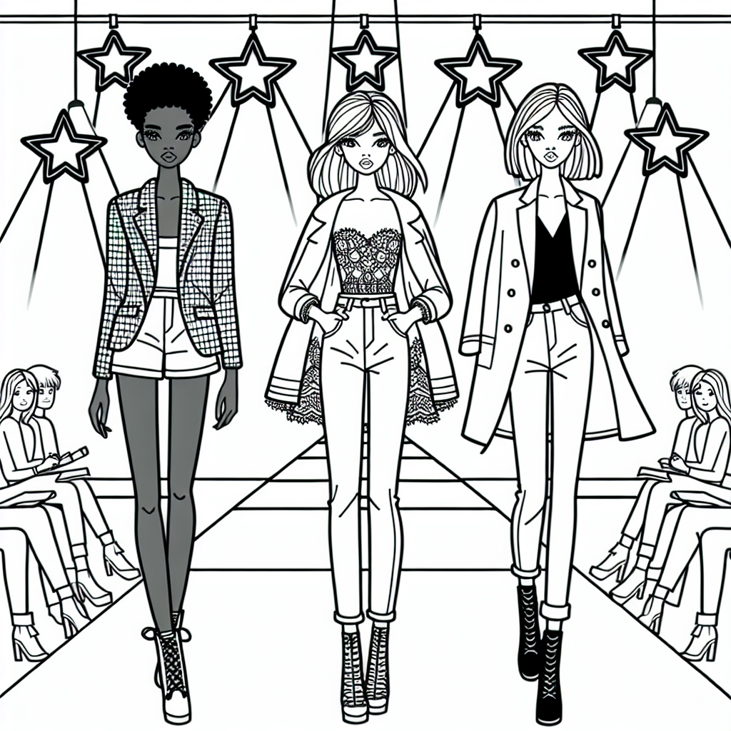 Coloring Page: Fashion Show Color Page for Kids