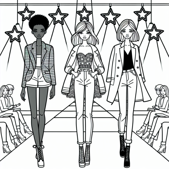Coloring Page: Fashion Show Color Page for Kids