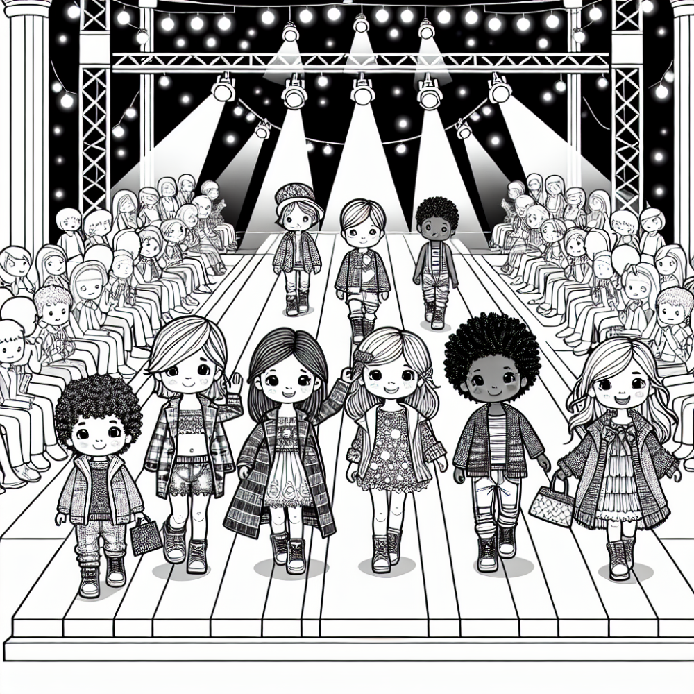 Coloring Page: Fashion Show Color Page for Kids