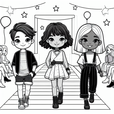 Coloring Page: Fashion Show Color Page for Kids