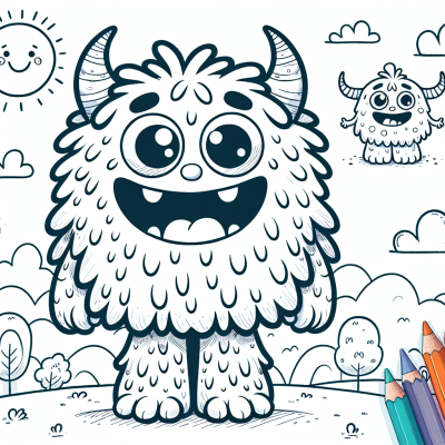 Coloring Page: Adorable Monster Color Page for Kids