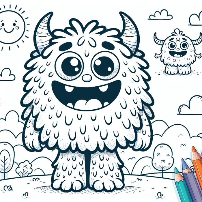 Coloring Page: Adorable Monster Color Page for Kids