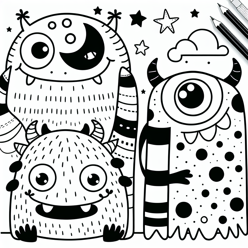 Coloring Page: Monster Friends Color Page for Kids