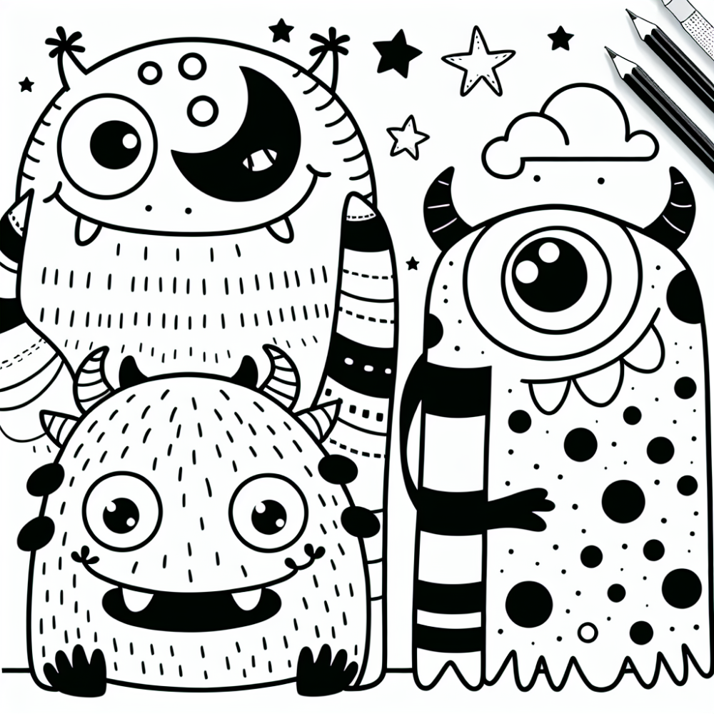Coloring Page: Monster Friends Color Page for Kids