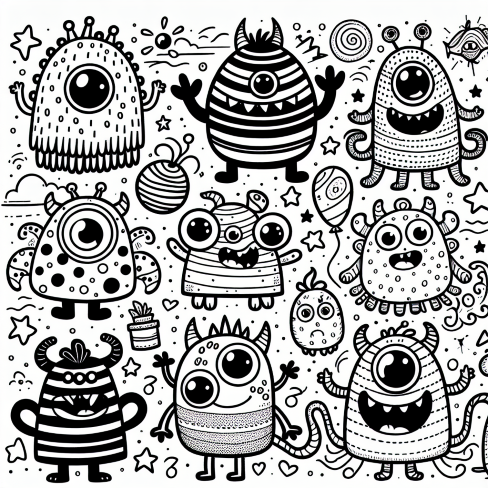 Coloring Page: Fun Monster Color Page for Kids