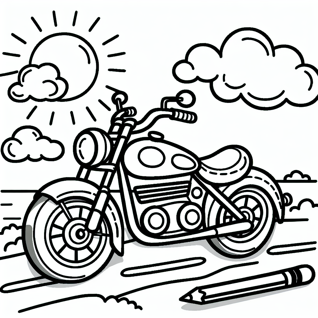 Coloring Page: Engaging Motorcycle Color Page for Kids
