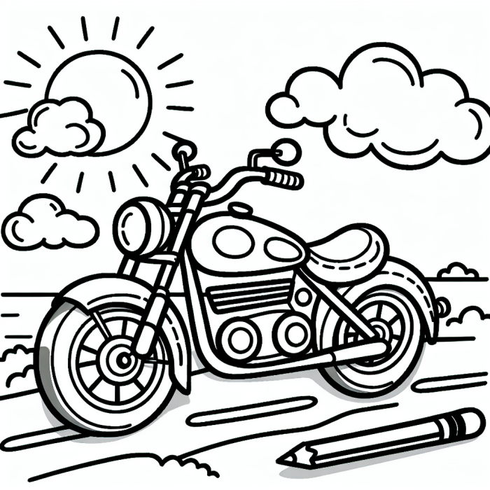 Coloring Page: Engaging Motorcycle Color Page for Kids