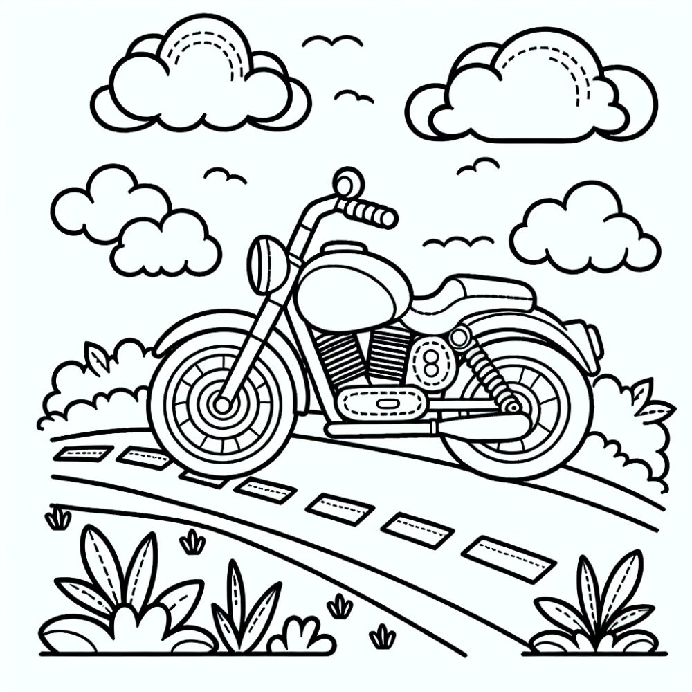 Coloring Page: Motorcycle Ride Color Page for Kids