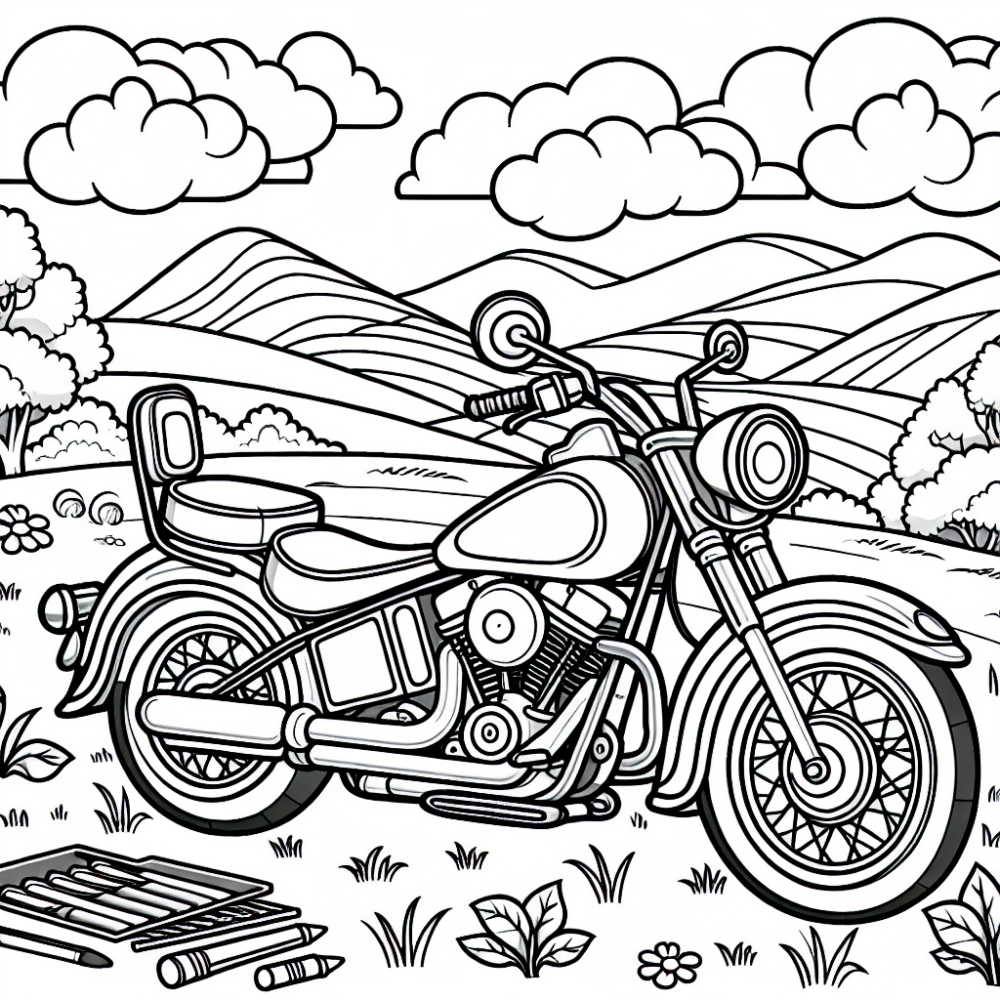 Coloring Page: Engaging Motorcycle Color Page for Kids - Perfect for ...
