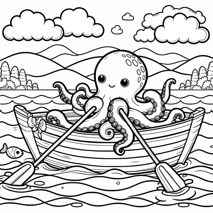 Coloring Page: Splashy Octopus Adventure - Free Color Page for Kids