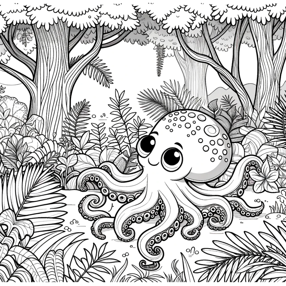 Coloring Page: Underwater Adventure: Octopus Color Page for Kids