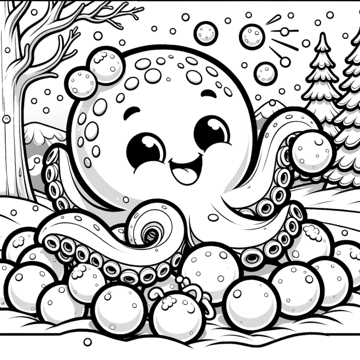 Coloring Page: Charming Octopus Color Page for Kids - Underwater Fun