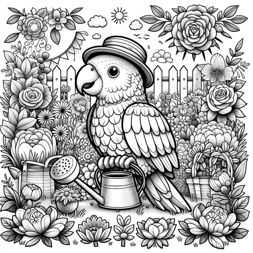 Coloring Page: Delightful Parrot Color Page for Kids - Creative ...