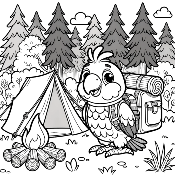 Coloring Page: Camping Owl Color Page for Kids - Joyful Coloring ...