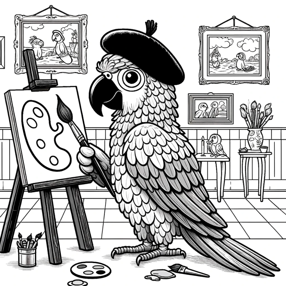 Coloring Page: Artistic Parrot Color Page for Kids Creative Fun!