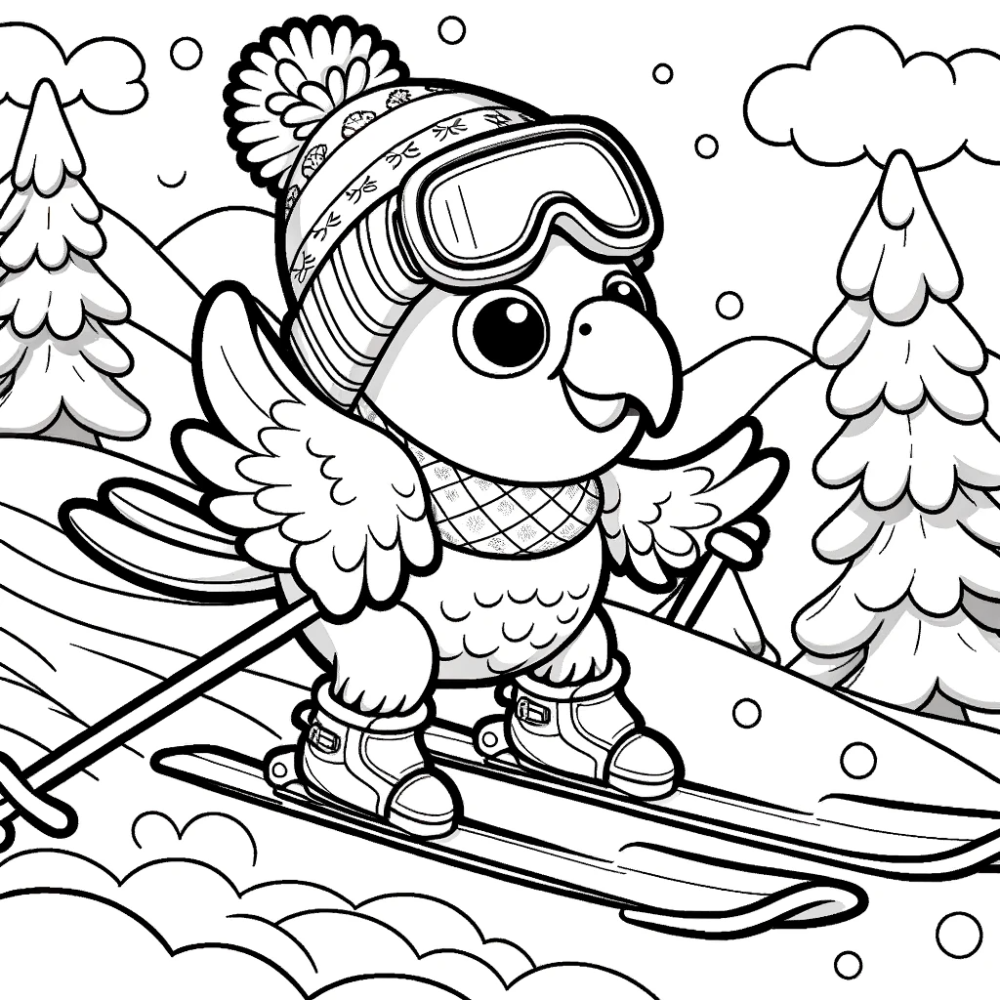 Coloring Page: Colorful Ski Adventure - Color Page for Kids