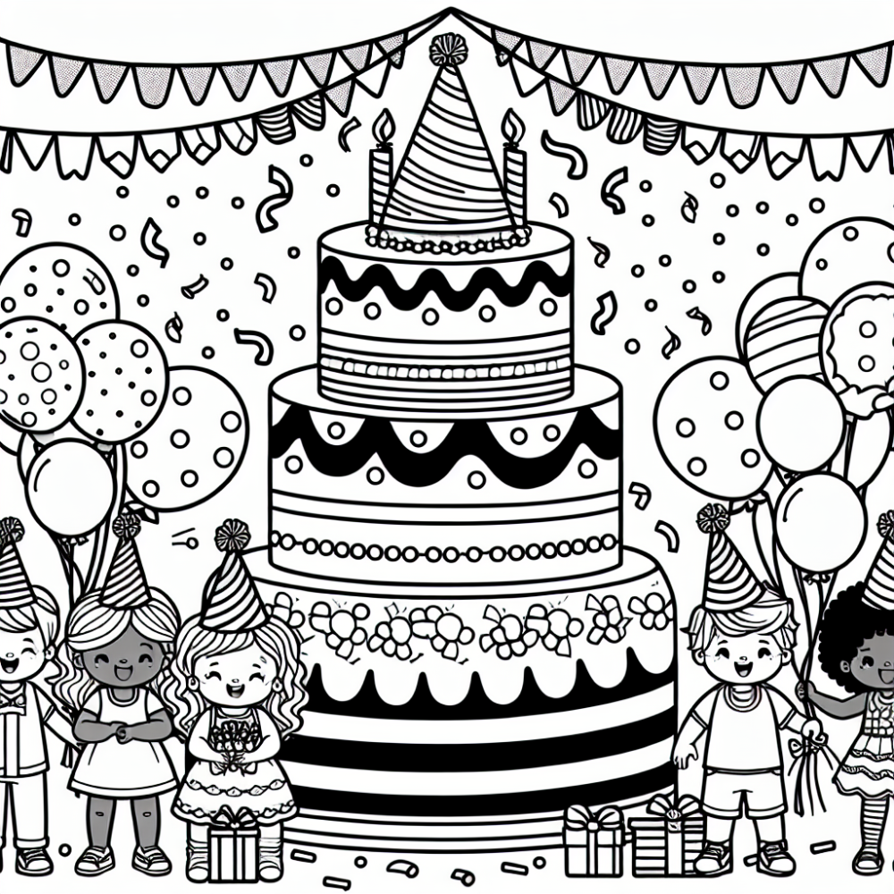 Coloring Page: Fun Birthday Party Color Page for Kids