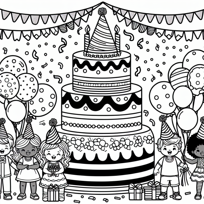 Coloring Page: Fun Birthday Party Color Page for Kids