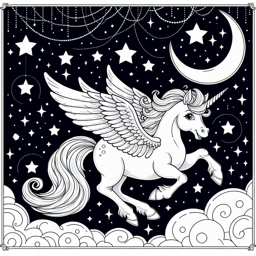 Coloring Page: Magical Unicorn Color Page for Kids