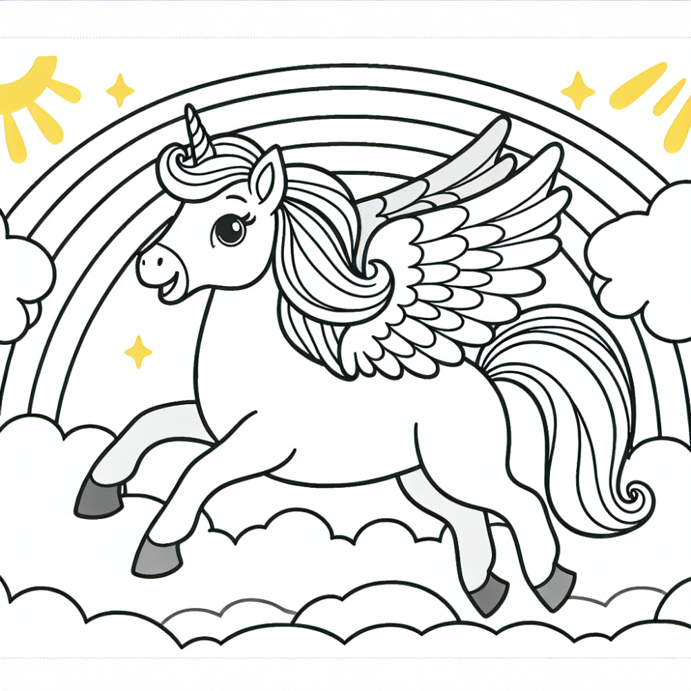 Coloring Page: Enchanting Unicorn Color Page for Kids