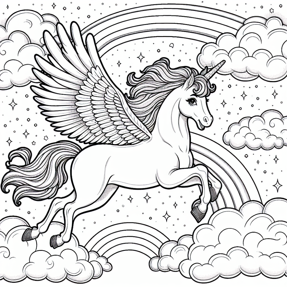 Coloring Page: Enchanting Unicorn Color Page for Kids